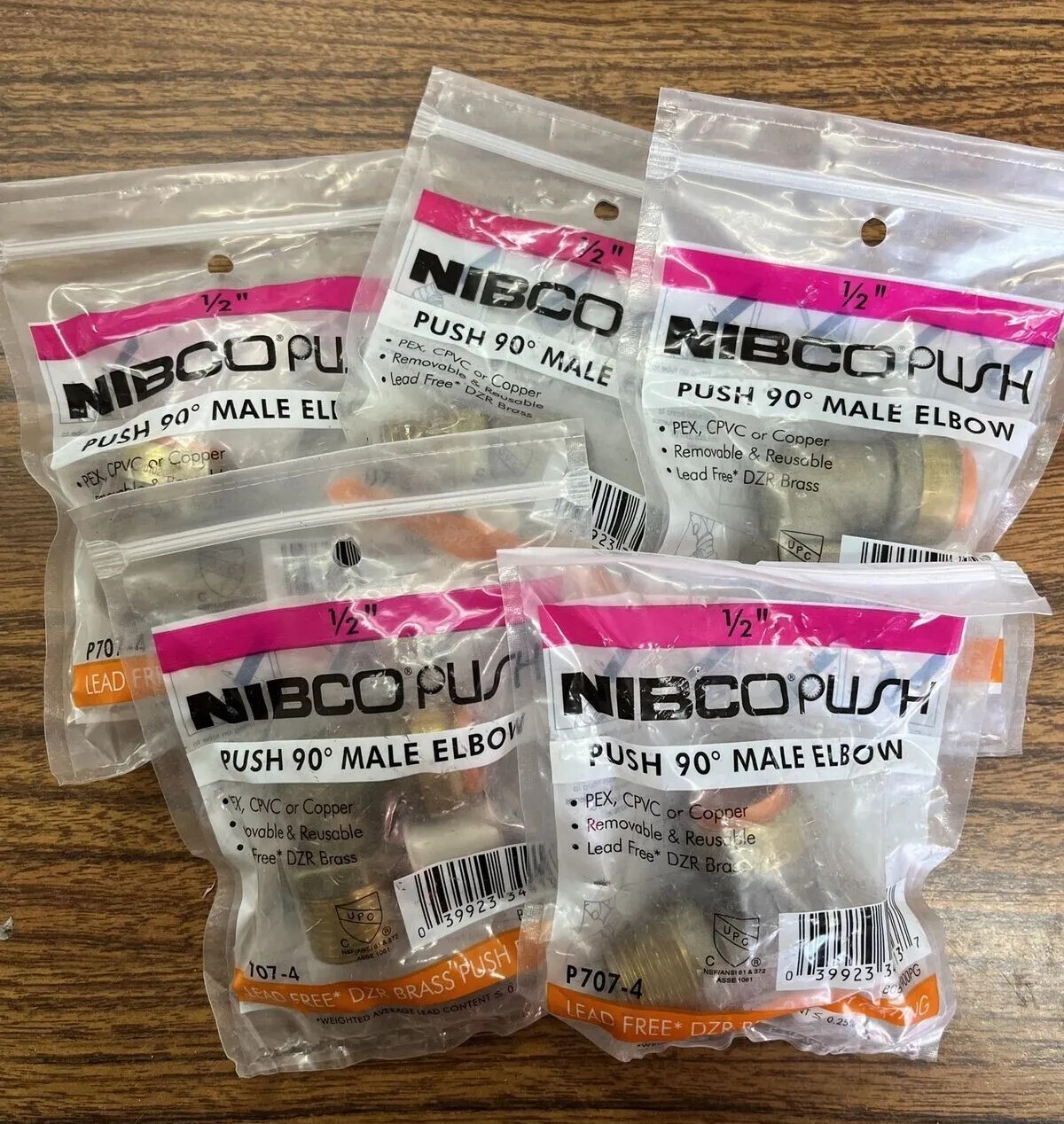 5 Pieces Nibco. 1/2" Push Fit x 1/2" Male Elbow | eBay