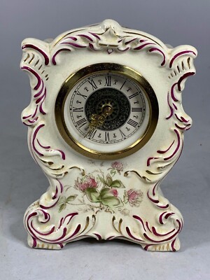 WORKS Porcelain Mantle Clock Pelican / Narco Windup Movement / 3620 | eBay