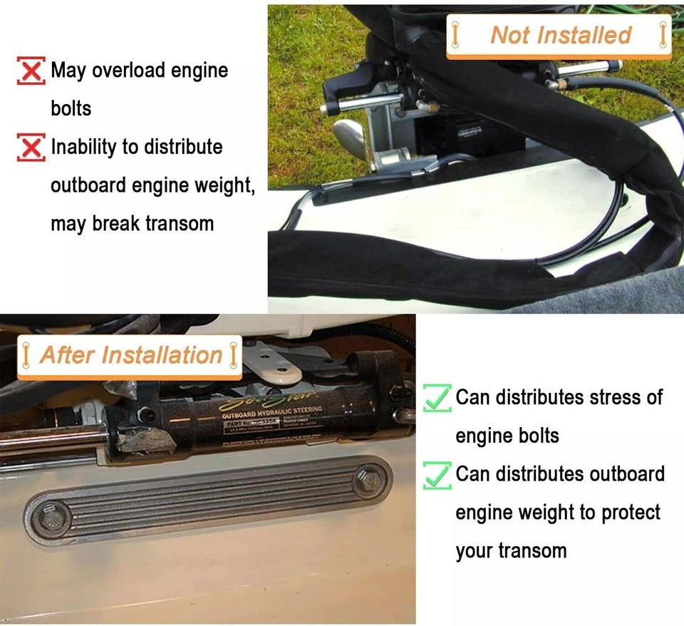 TSP-1 & TSP-2DP Marine Transom Support Plate 12" x 2" & 15" X 2" 3001 ...