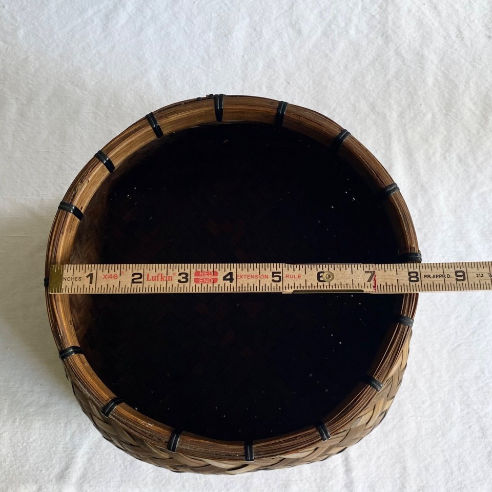 Vintage Japanese Bamboo Sumitori-Style Basket · Square Base, Round Top ...