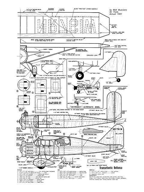 Bellanca Pacemaker C/L 33" Wingspan RC Model Airplane Printed Plans ...