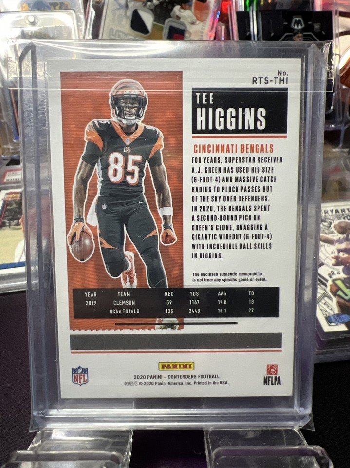 2020 Contenders Tee Higgins RC Rookie Ticket Jersey Patch Orange RTS ...