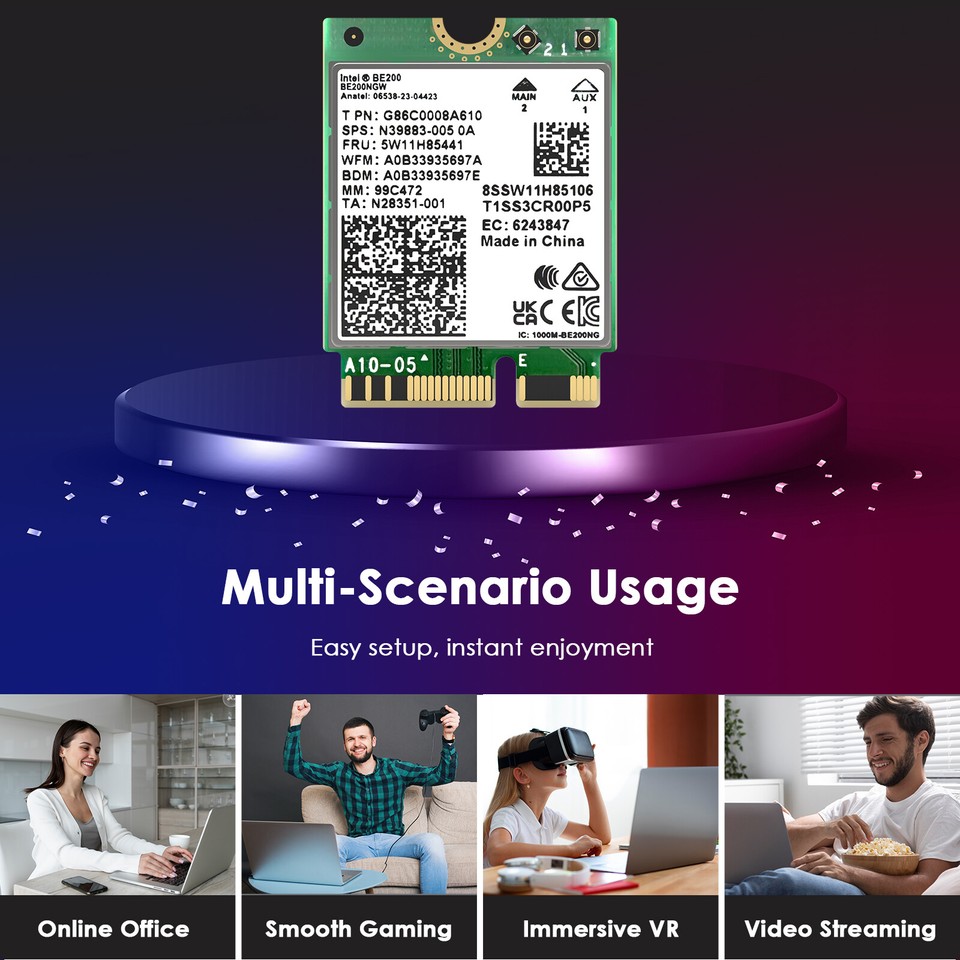 WAVLINK WiFi 7 BE8800 Tri-Band Card 8774Mbps BT 5.4 M.2 E-Key Win 10/11 ...