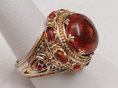 DESIGNER MICHAEL VALITUTTI UNISEX SILVER 925 NH 2-TONE AMBER BIG RING ...
