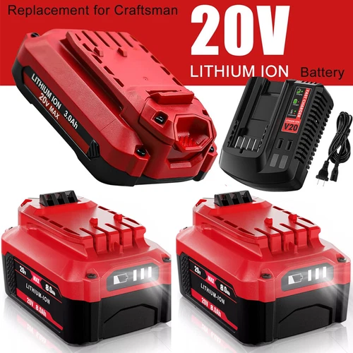 8.0Ah For Craftsman V20 20 Volt MAX Lithium Battery CMCB204 CMCB202 ...
