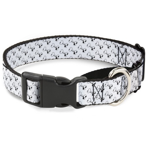 Plastic Martingale Collar Dog Bone White/Black WIDE-Small 13-18 ...