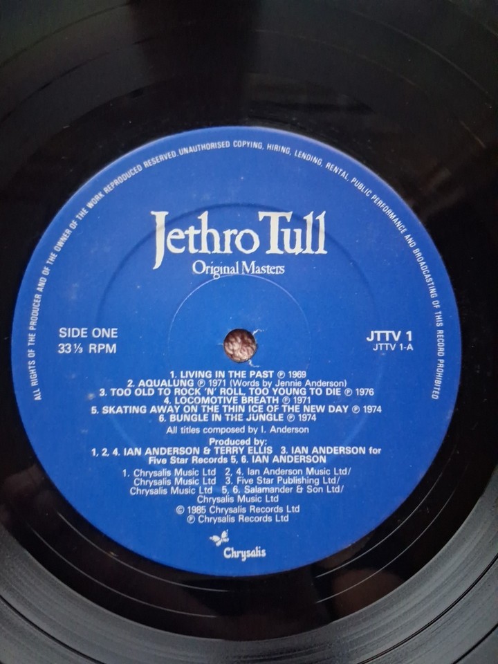 Jethro Tull Original Masters Vinyl Album Chrysalis Records 1985 ...