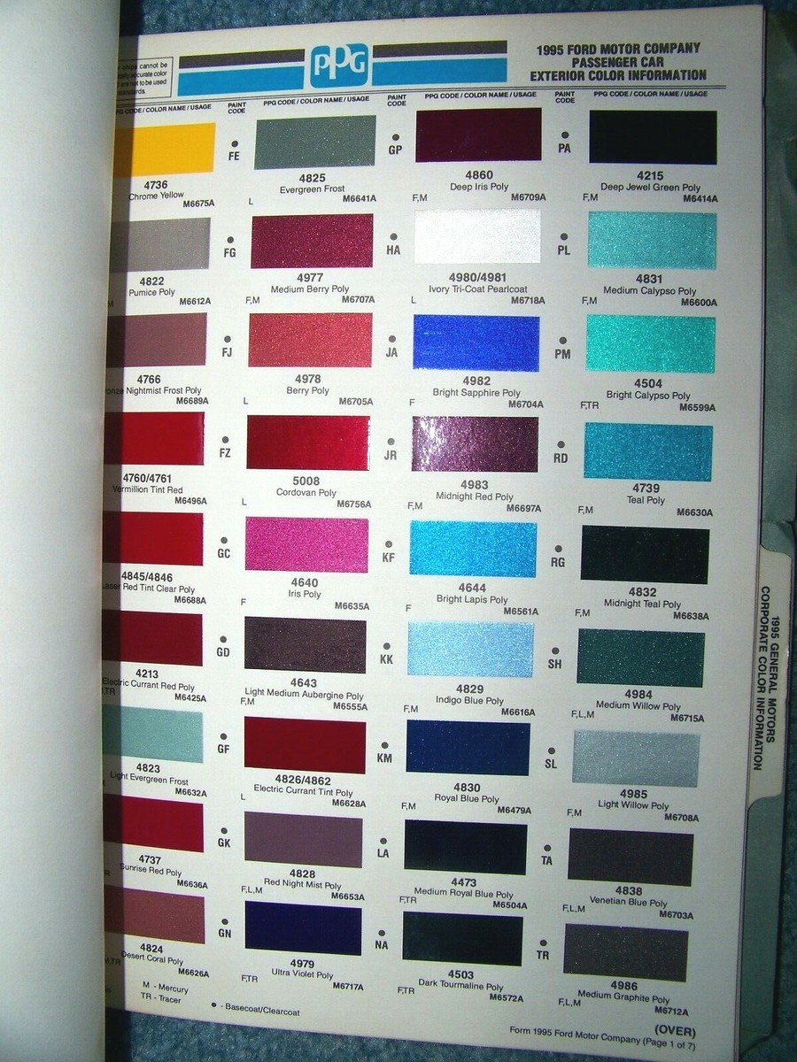1995 Ford Paint Codes Colors Spectral Paints Compatible/Replacement