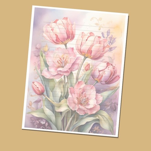 Spring WF#025 - Lined Stationery Paper (25 Sheets) 8.5 x 11 Premium ...