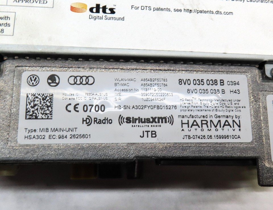 2016 AUDI A3 (8V) RADIO FRONT MMI MULTIMEDIA SD CARD READER CD PLAYER ...