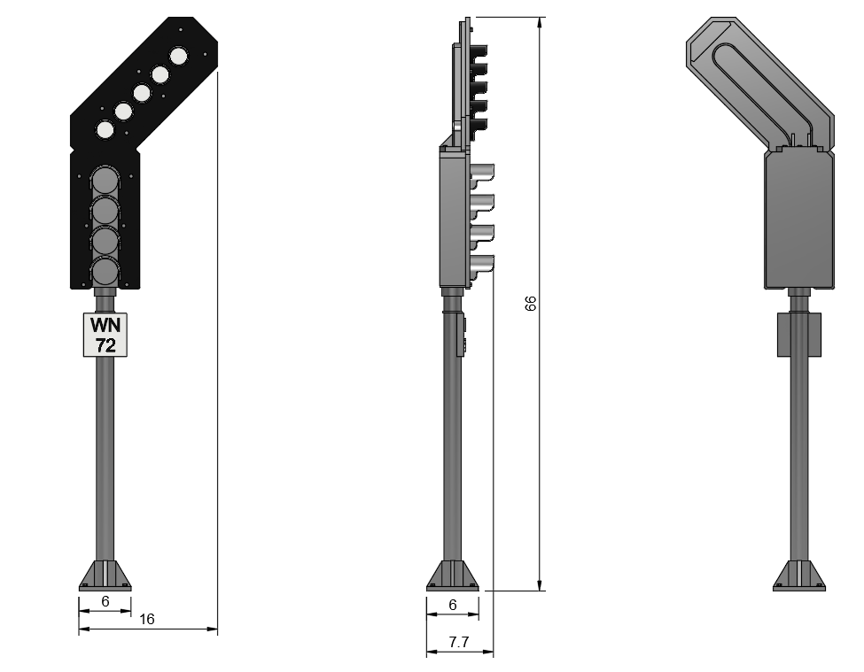 Model Railway layout Scenery - 4 Light Aspect Signals with feather LH ...