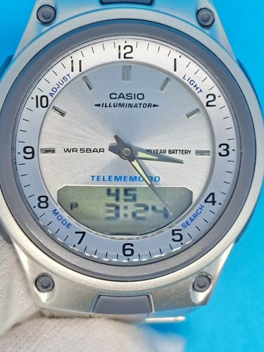 Casio Illuminator 2747 AW-80 World Time Telememo 30 Ana-Digi Watch ...