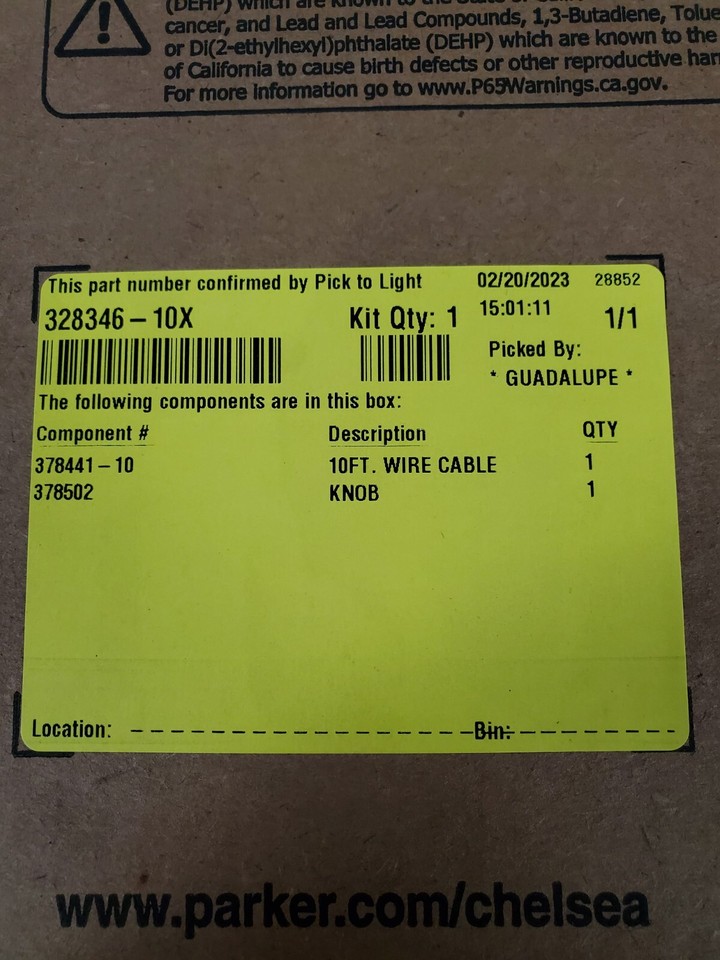 Parker Chelsea PTO Cable 10 FT | 328346-10X | OEM | 32834610X