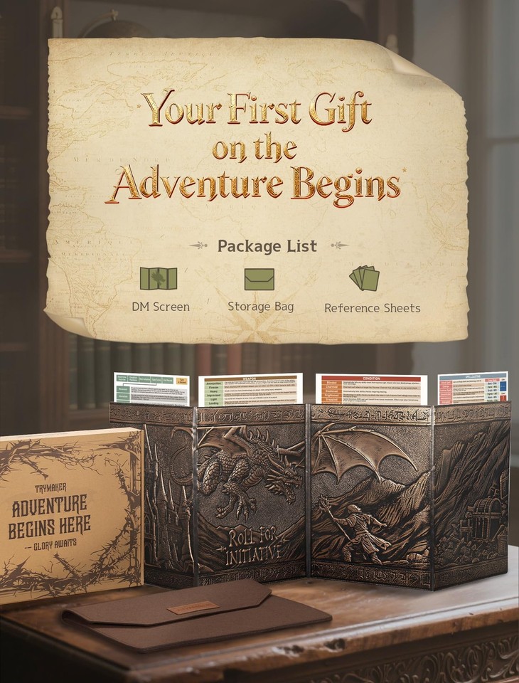 Trymaker Dm Screen 5e, DND Dungeon Master Screen Faux Leather, Gm ...