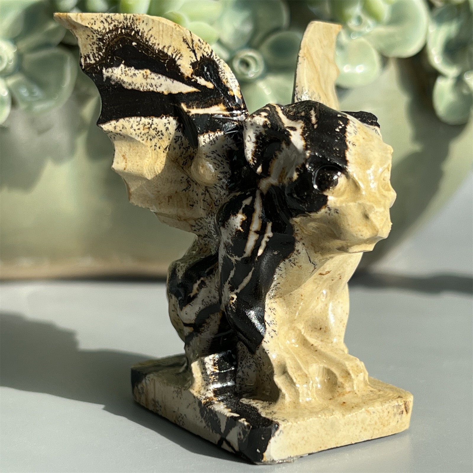 1pc Natural Petrified wood Gargoyles carved skull quartz crystal skull ...