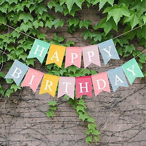 Happy Birthday Banner, Assembled Reusable Imitated Burlap Birthday ...