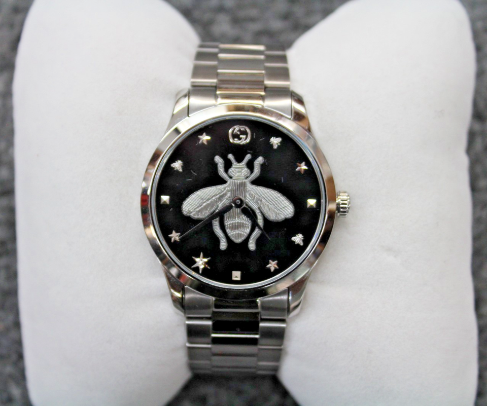 Gucci G-Timeless w/ Bee Black Dial Stainless Steel Men's Watch ...