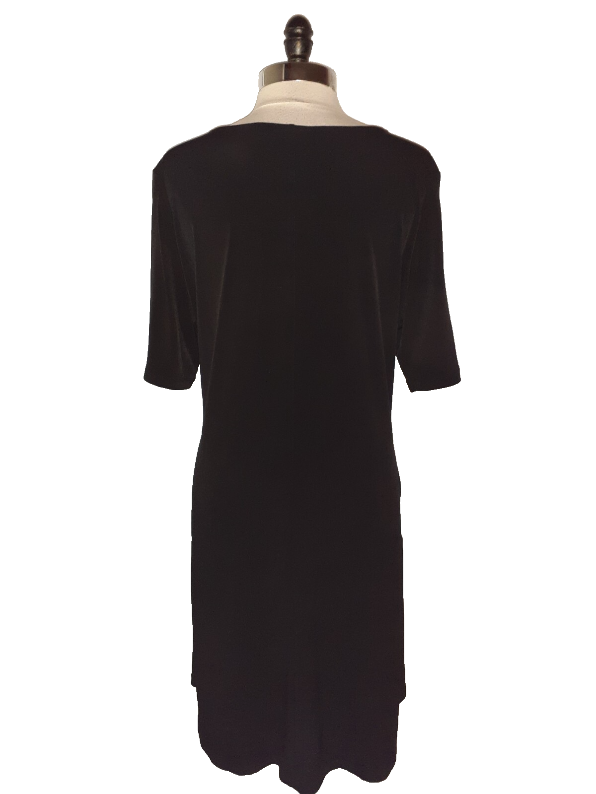 SUSAN GRAVER Size XL Fit and Flare Dress Black Short Sleeve Liquid Knit ...