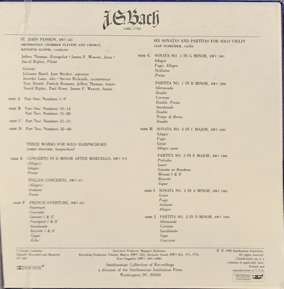 J. S. Bach: St. John Passion, Bwv 245: 2CDs, Smithsonian Collection ...
