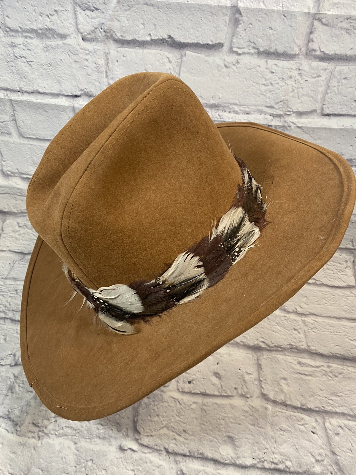 RARE VINTAGE MENS UNITED HATTERS MILLINERY CAP TAN COWBOY HAT WITH ...