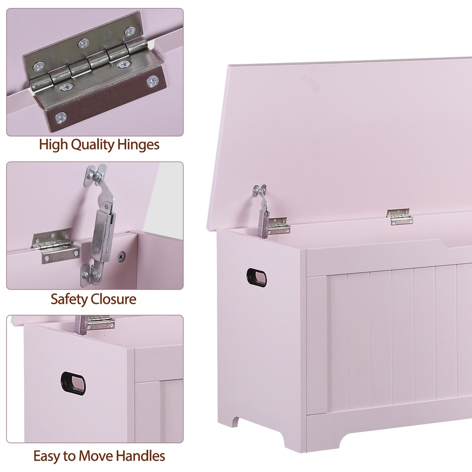 Storage Chest Wooden Toy Chest with Lid Storage Bench with Safety Hinge ...