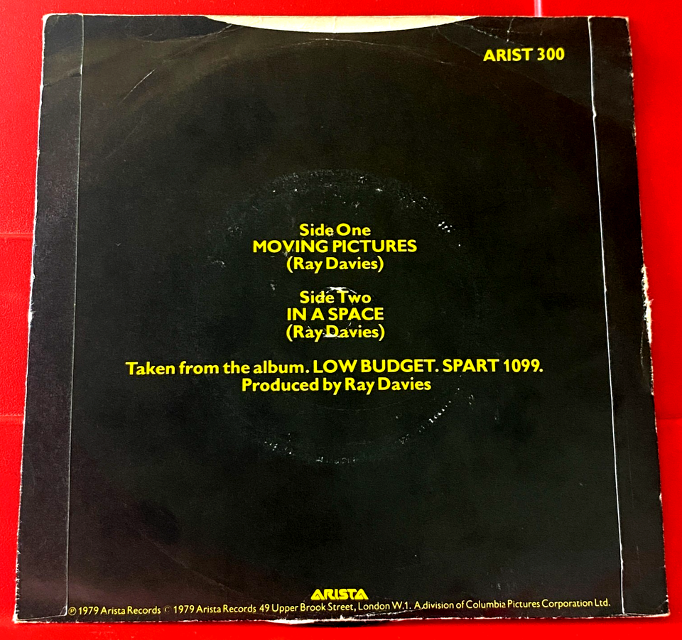 The Kinks Moving Pictures 7"PC UK ORIG 1979 Arista ARIST 300 bw In A ...