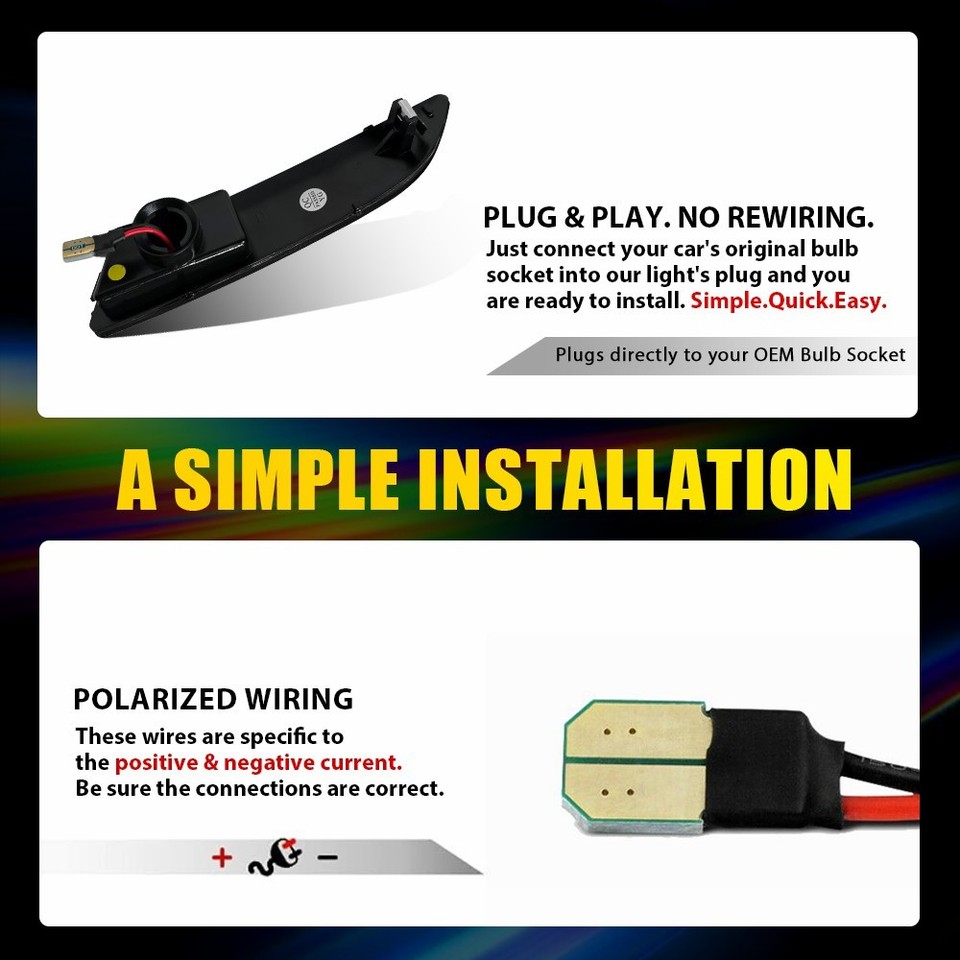 Smoked Lens LED Front Rear Side Marker Light For 2004-2008 Chrysler ...