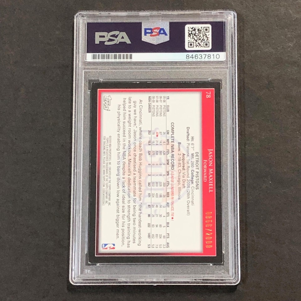 2009 Topps Basketball #78 Jason Maxiell Signed Card AUTO PSA Slabbed ...