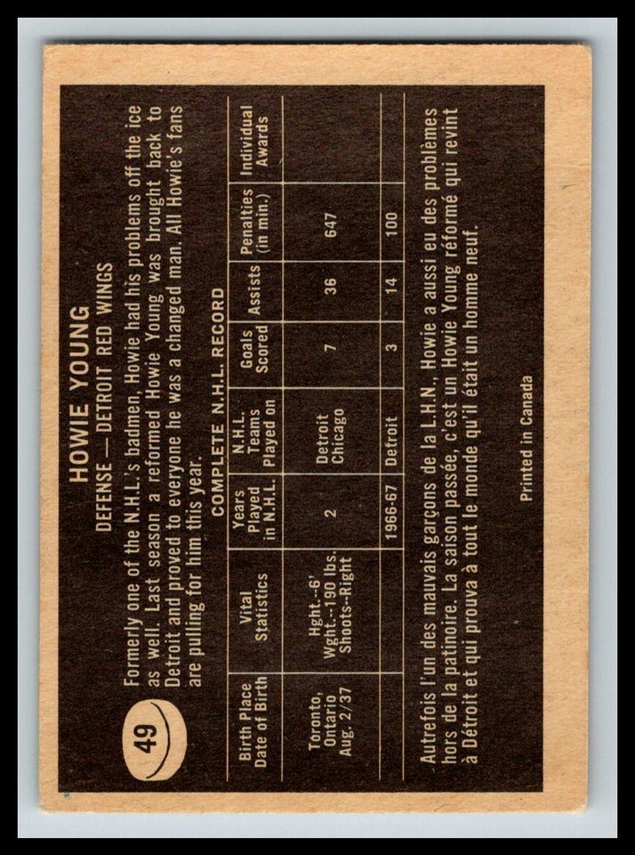 1967-68 TOPPS # 49 HOWIE YOUNG 23783 | eBay