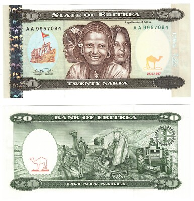 1997 Eritrea 20 Nakfa P4 Banknote UNC | eBay