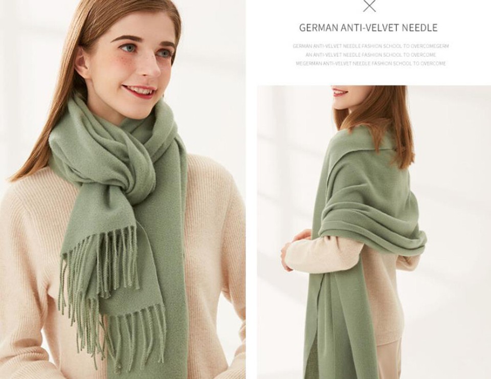 Women Winter Warm 100% Cashmere Shawl Scarf Solid Wool High Quality ...