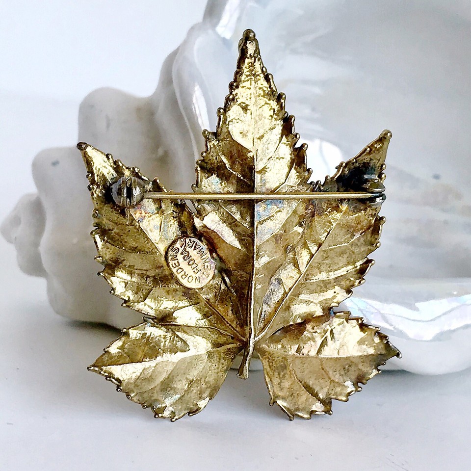Leaf Brooch Vintage Gold Vermeil Real Nature Coat Pin Plants Leaves | eBay