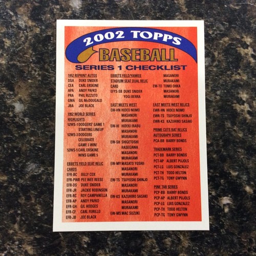 2002 Topps 4 of 4 Checklist | eBay