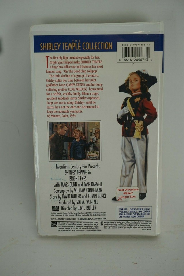 NEW Shirley Temple VHS Bright Eyes 86162856730| eBay