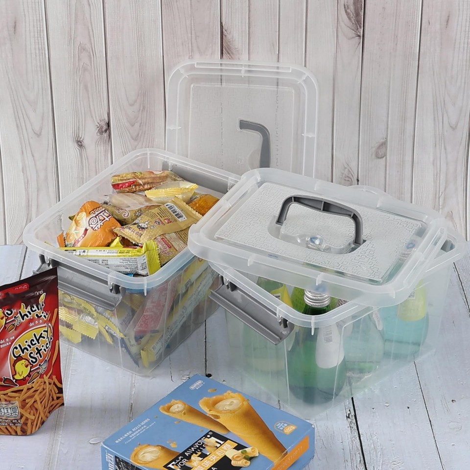 Udotry 6 Quart Clear Plastic Storage Latching Bins with Handle, Small ...