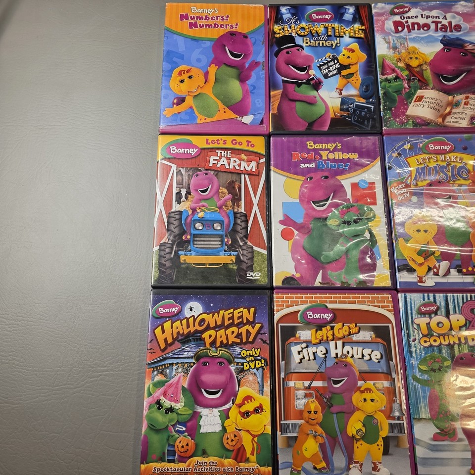 Barney DVD Lot Of 12 Showtime Singing Halloween Dino Firehouse Counting ...