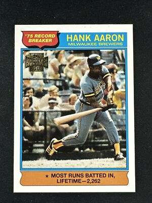 HANK AARON 2002 Topps Archives "1975 Record" Reprint Baseball Card ...