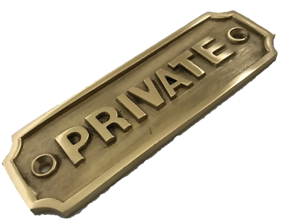 RETRO ANTIQUE STYLE PRIVATE BRASS SIGN PLAQUE OFFICE TOILET WITH SCREWS ...