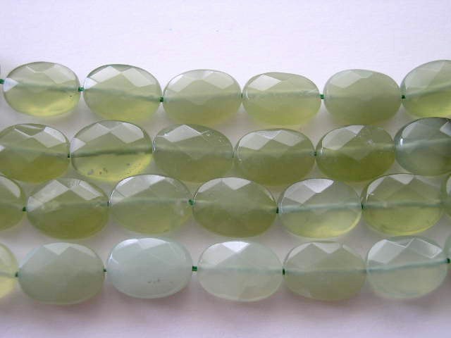 New jade faceted flat oval beads 10x14mm. Full strand gemstone beads 16 ...