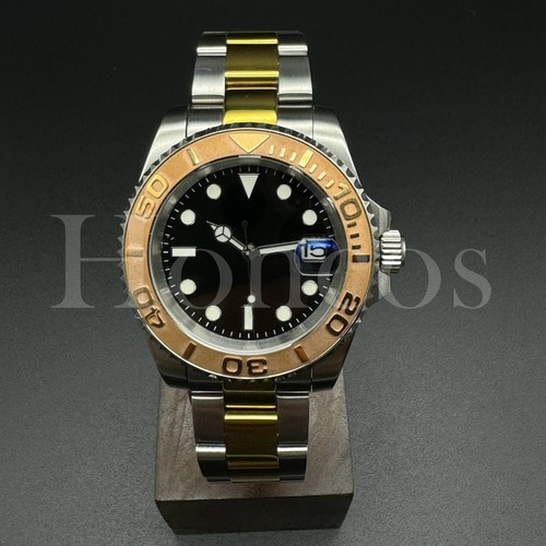 Custom Made YM Style Watch SKX NH35 Movement Black Dial Rose Bezel S/GD ...