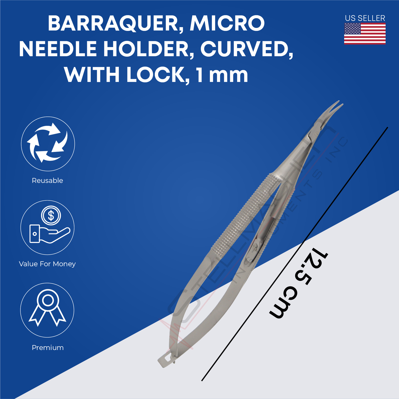 Barraquer, Micro Needle Holder Curved 1 mm German Steel Ophthalmic ...