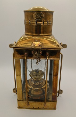 Vintage NEPTUNE Nautical Maritime Style Brass Oil Lamp Complete Usable ...