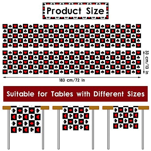 2 Pcs Linen Casino Table Runner Poker Print Casino Night Party ...