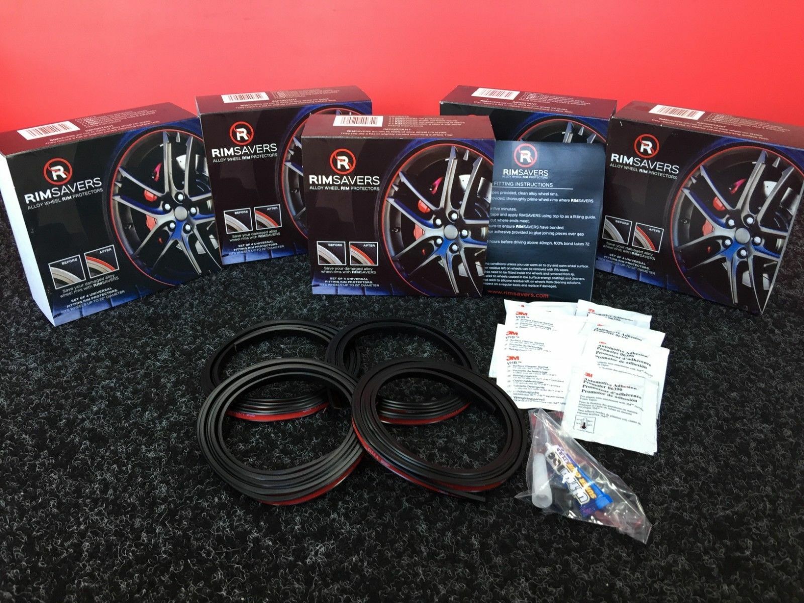 BLACK RIMSAVERS Car Alloy Wheel Rim Trim Protectors Tyre Guard ...