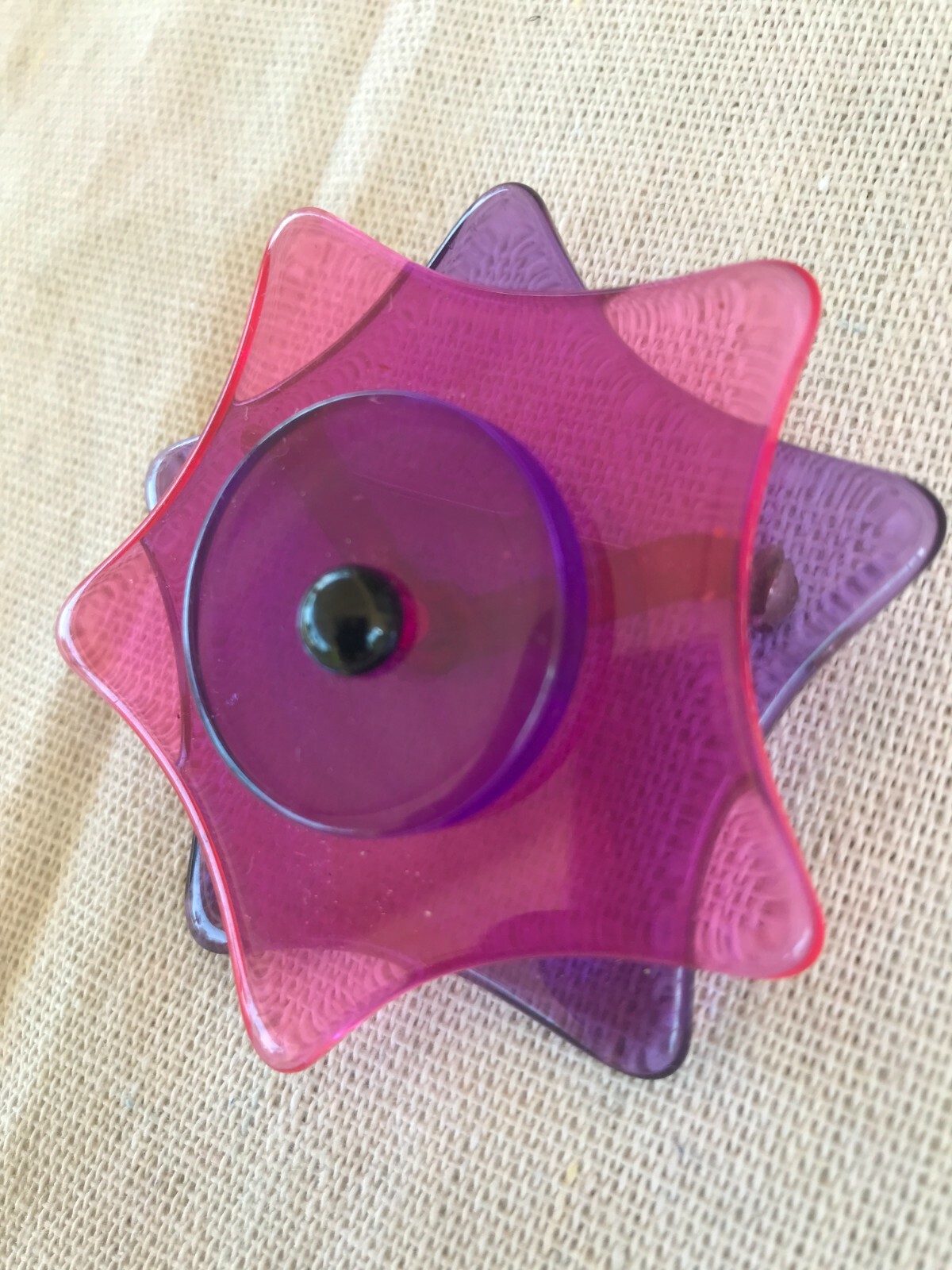 Retro Vintage Clear Pink & Purple Translucent Plastic Layered Stars ...