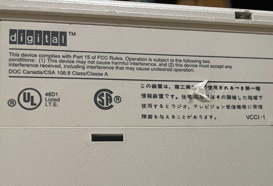 Vintage Digital Equipment DEC VAXstation 4000 60 Model VS46K-AB ...