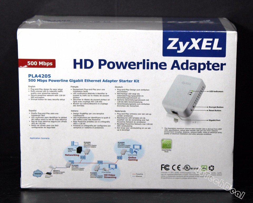 ZyXEL PLA4205KIT 500 Mbps Gigabit Powerline Wall-Plug Adapter Starter ...