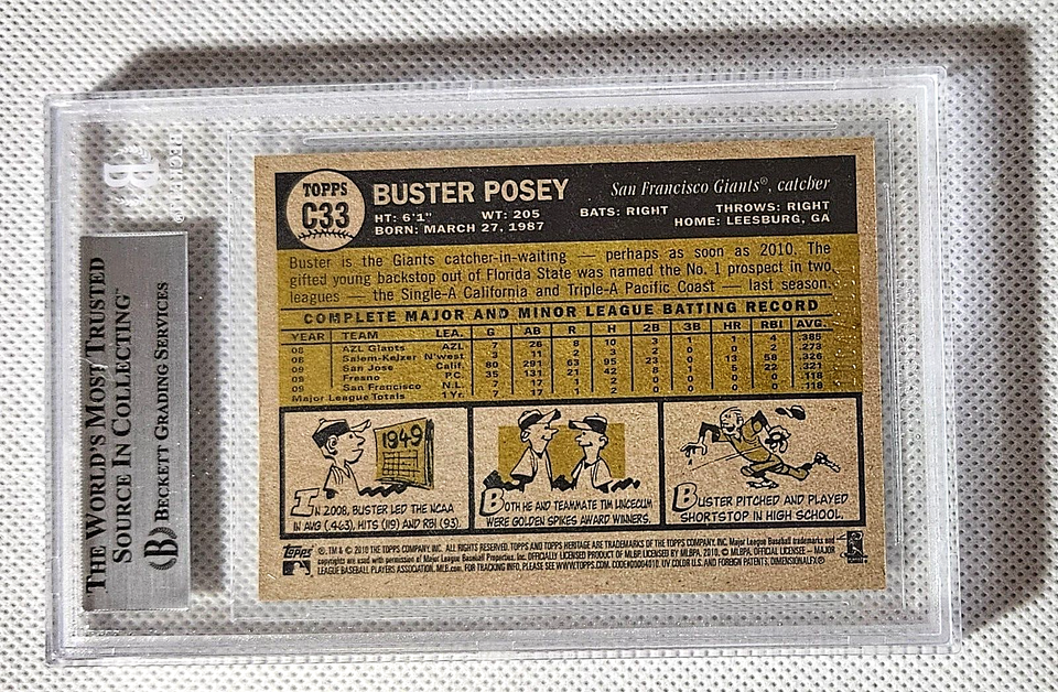 Buster Posey 2010 Topps Heritage Chrome Rookie # C33 grade 9.0 Beckett ...
