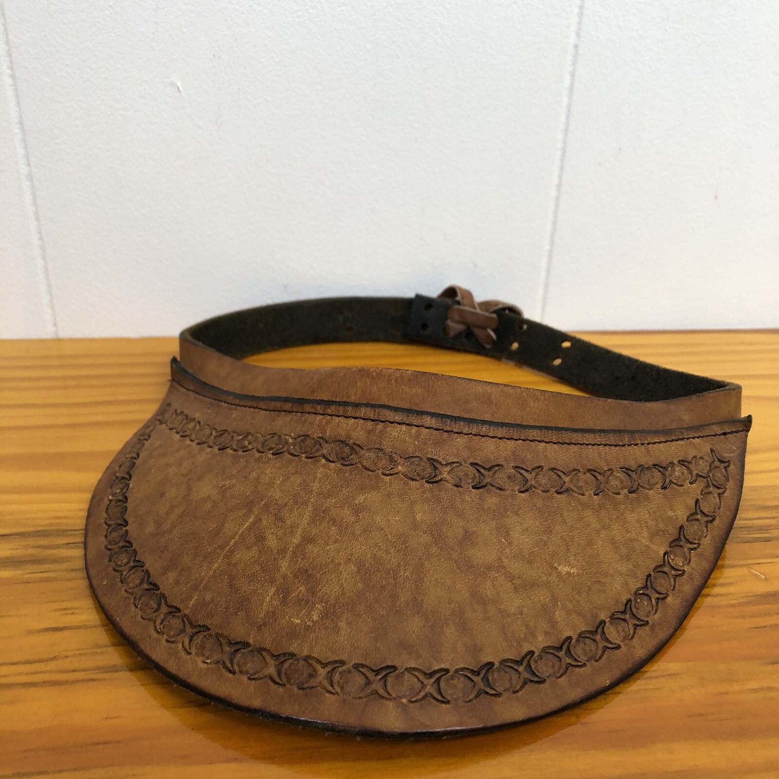 Vintage 1970's Handmade Leather Visor Hippie Festival Biker Hand Tooled ...
