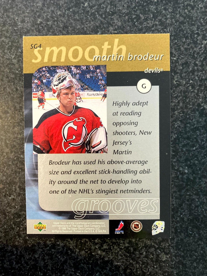 Martin Brodeur 1997-98 Upper Deck Smooth Grooves Insert Card # SG4 B23 ...